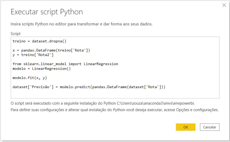 Aprenda como criar um script Python no Power BI